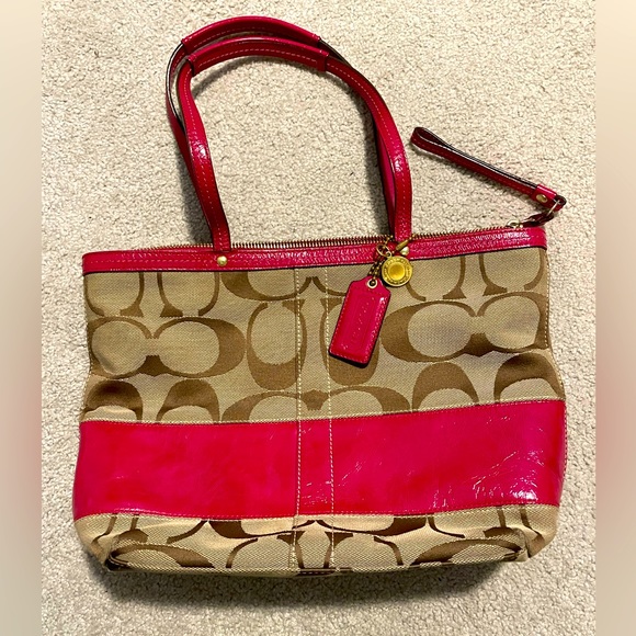 Coach | Bags | Coach Pink With Iconic Coach C Pattern Barely Used ...